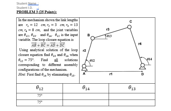 Solved Student Name Student I.D. PROBLEM 3 (25 Points): r3 | Chegg.com