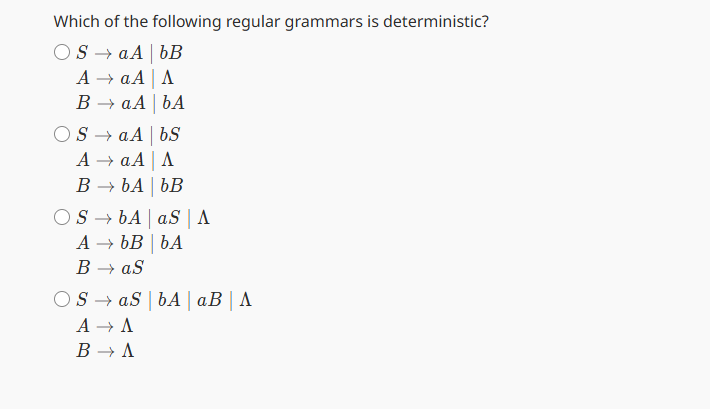 Solved Which of ﻿the following regular grammars is | Chegg.com