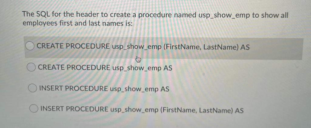 Solved EMPLOYEE EmplD DeptCode AC AC FirstName Mark Jose | Chegg.com