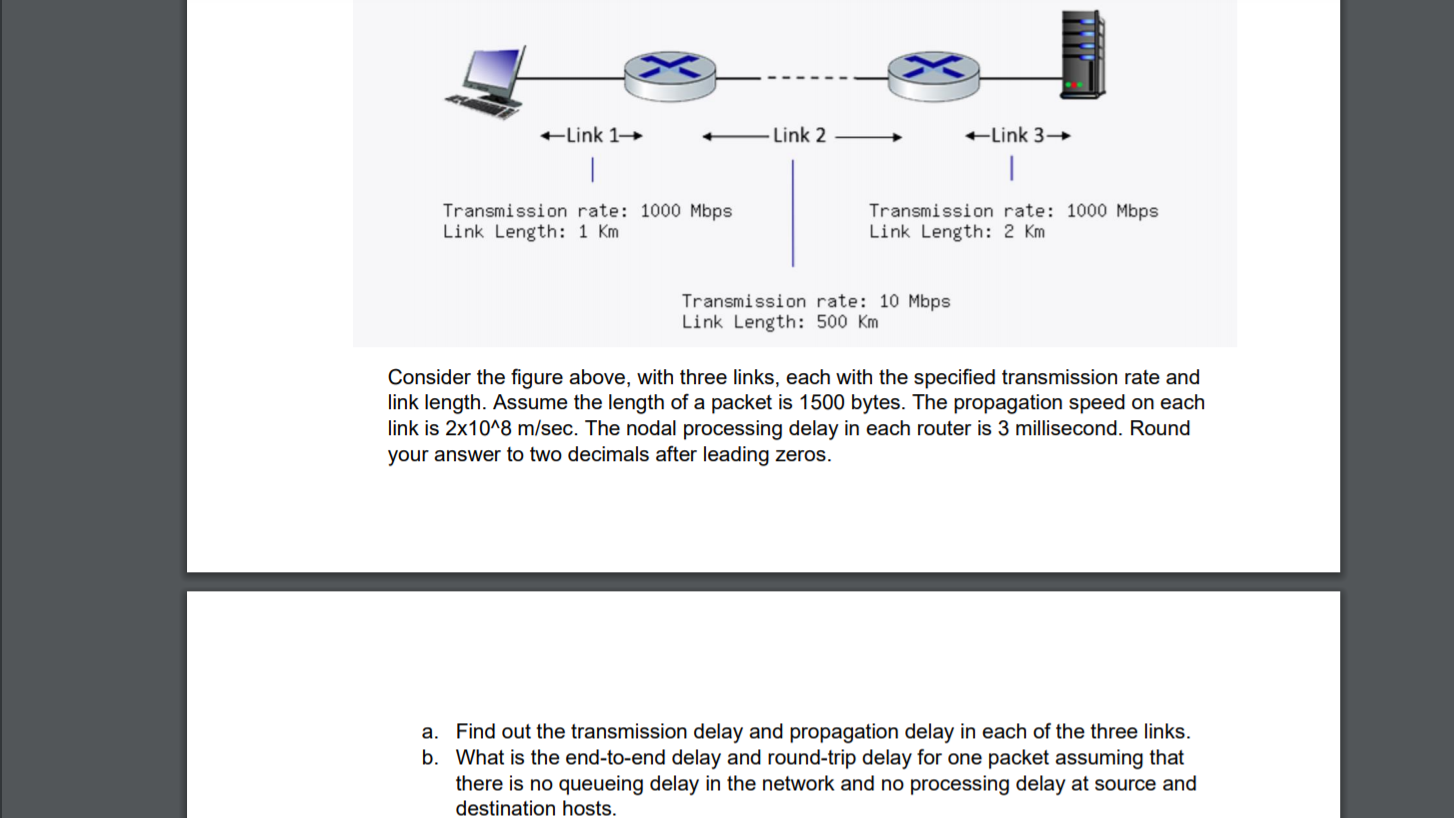 Solved +Link 1 -Link 2 +Link 3 Transmission rate: 1000 Mbps | Chegg.com