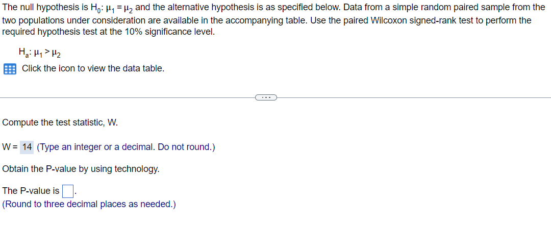 Solved The null hypothesis is \\( \\mathrm{H}_{0}: | Chegg.com