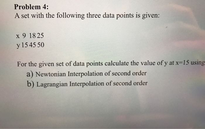 Solved Problem 4: A set with the following three data points | Chegg.com