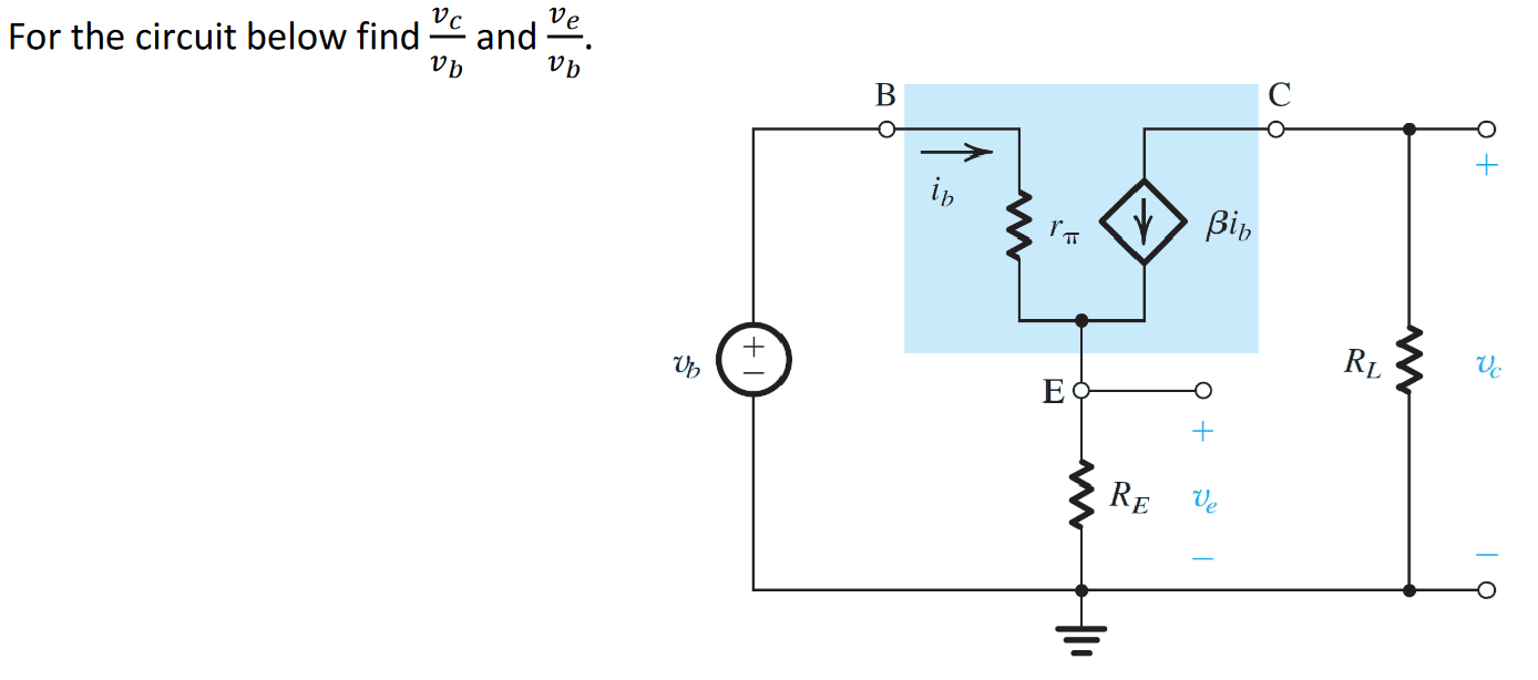 Solved For the circuit below find vbvc and vbve. | Chegg.com