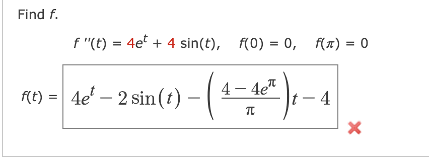 Solved Find F F F T 4et 4 Sin T F 0 0 F