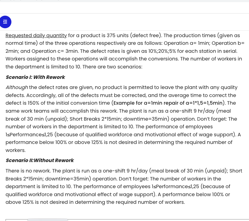 Solved Requested daily quantity for a product is 375 units | Chegg.com