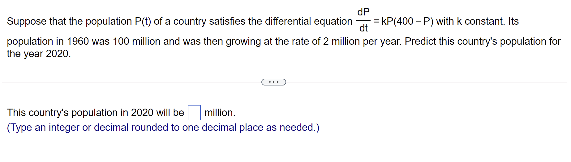 Solved Suppose that the population P(t) of a country | Chegg.com