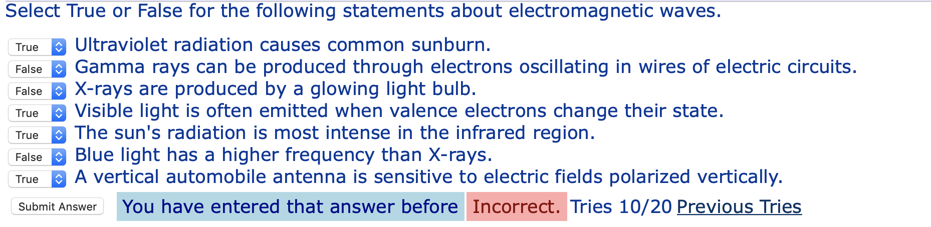 Solved Select True or False for the following statements | Chegg.com