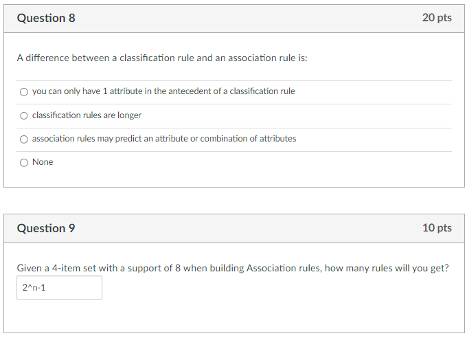 Solved A difference between a classification rule and an | Chegg.com