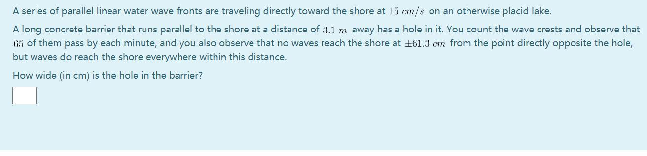 Solved A series of parallel linear water wave fronts are | Chegg.com