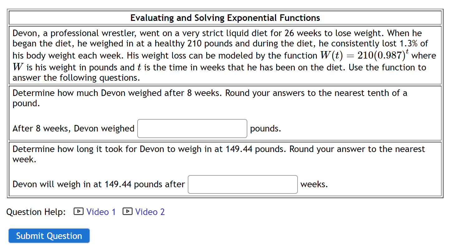 Solved Evaluating and Solving Exponential Functions Devon, a | Chegg.com