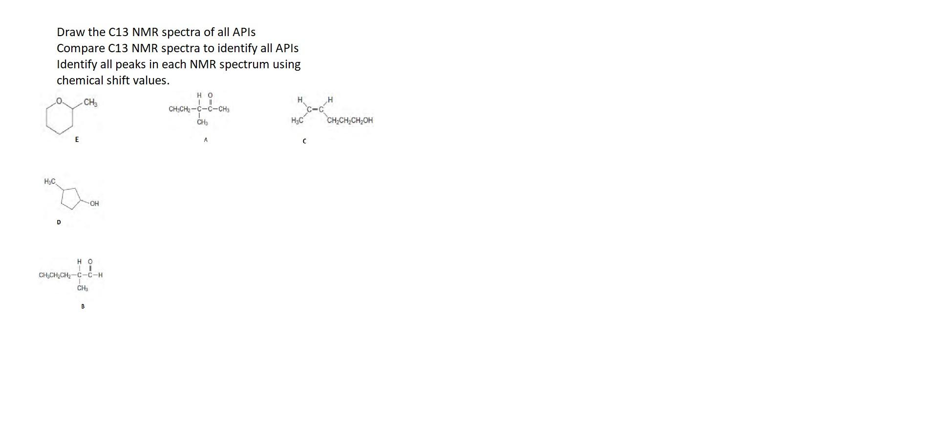 Solved Draw the C13 NMR spectra of all APIs Compare C13 NMR | Chegg.com