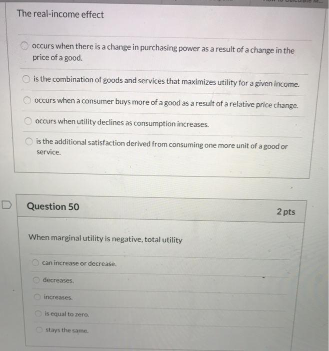 Solved M.. The real-income effect occurs when there is a | Chegg.com