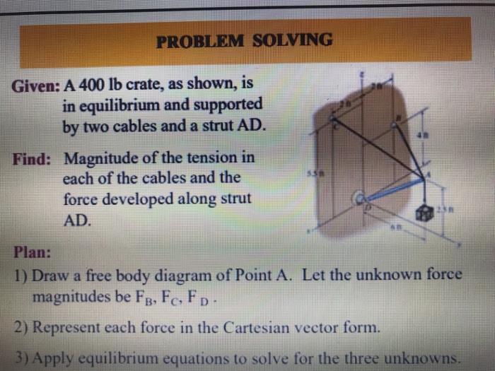 Solved PROBLEM SOLVING Given: A 400 lb crate, as shown, is | Chegg.com