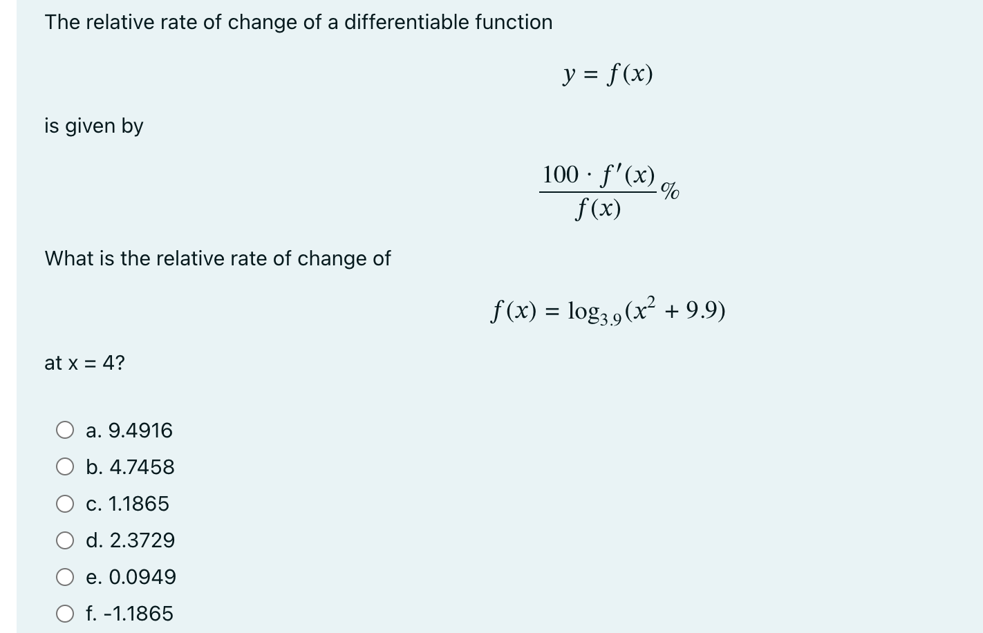 Solved The relative rate of change of a differentiable | Chegg.com