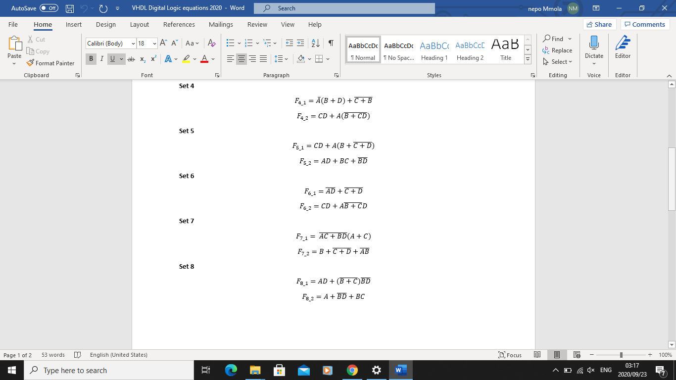 Solved In the Digital Logic Equations file given, you will | Chegg.com