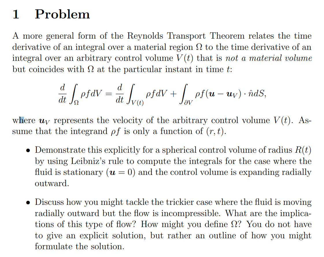 Solved A more general form of the Reynolds Transport Theorem | Chegg.com