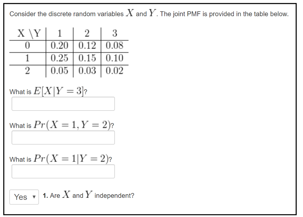 Solved Consider The Discrete Random Variables X And Y The 4730
