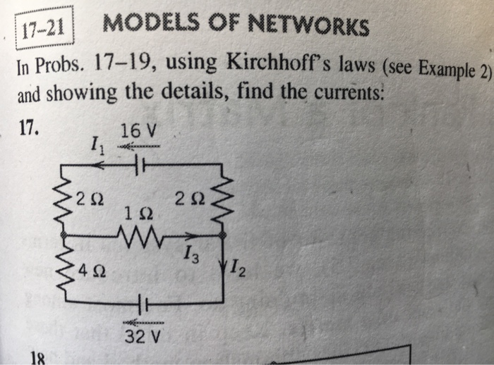 Solved In Probs. 17-19, using Kirchhoff's laws (see Example | Chegg.com