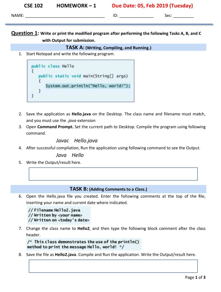 Solved CSE 102 HOMEWORK 1 Due Date: 05, Feb 2019 (Tuesday) | Chegg.com