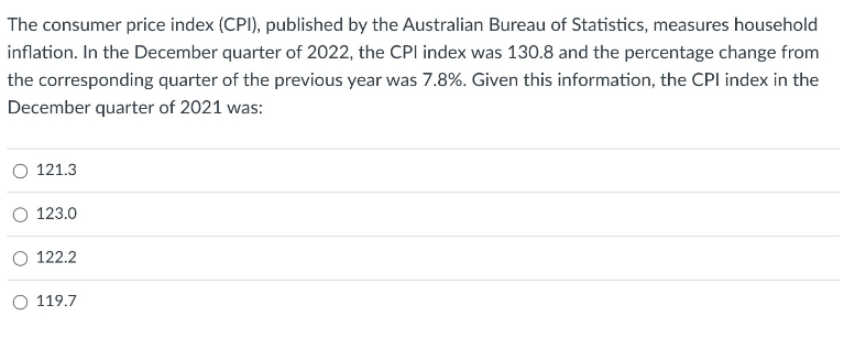 Solved The consumer price index (CPI), published by the | Chegg.com