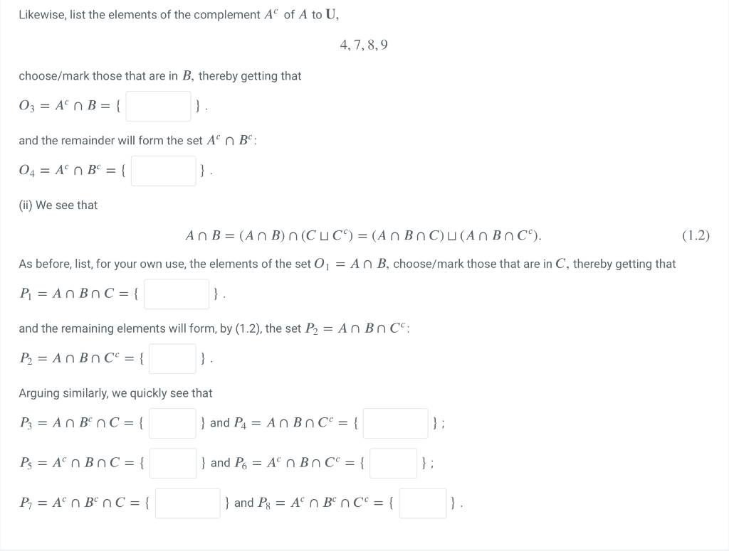 Likewise, list the elements of the complement Ac of A | Chegg.com