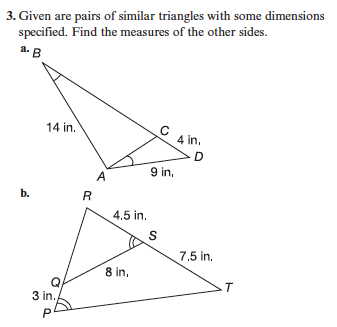 3. Given are pairs of similar triangles with some | Chegg.com