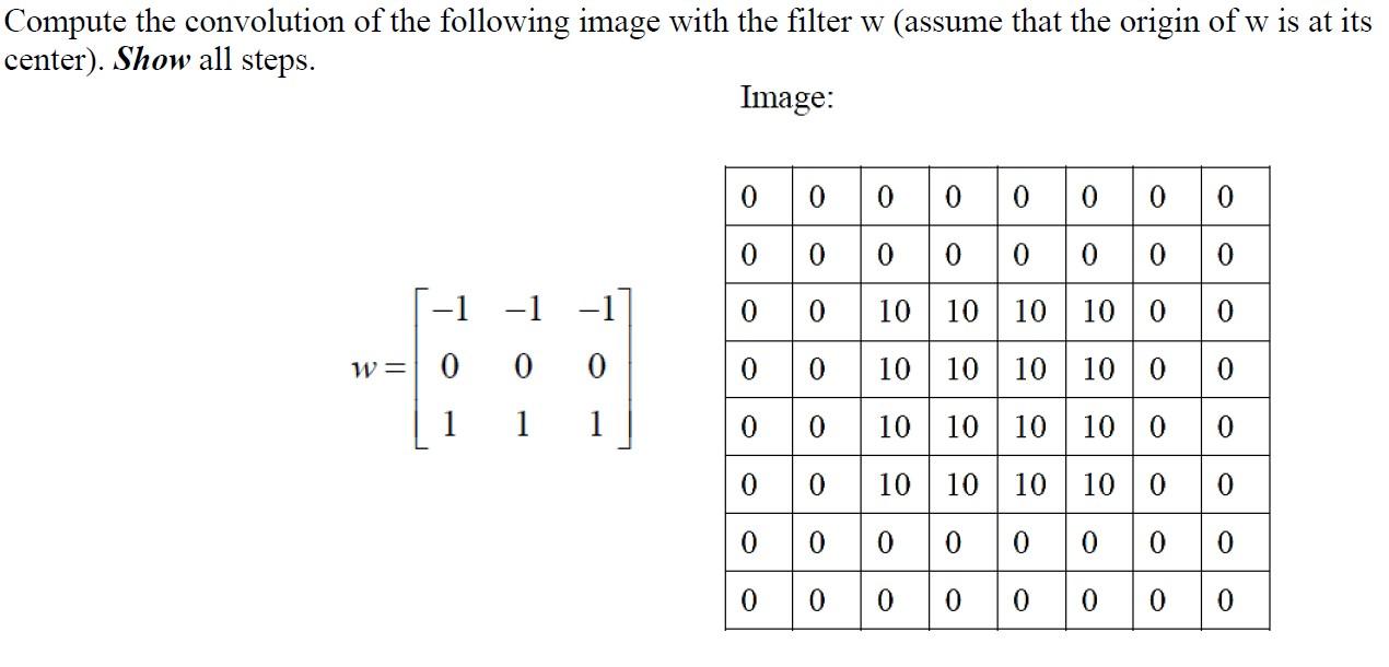 Solved Compute the convolution of the following image with | Chegg.com