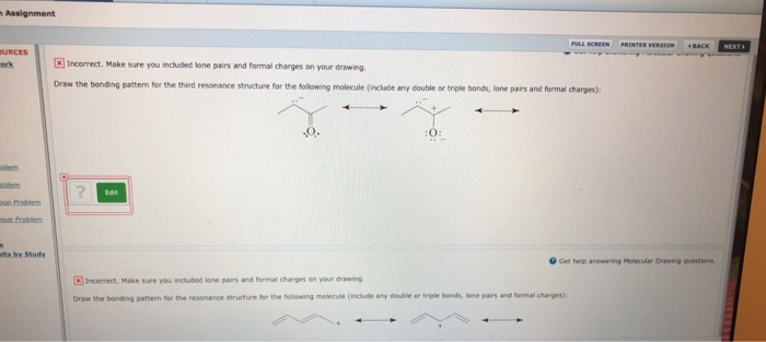 Solved pattern for the resonance structure for the following | Chegg.com