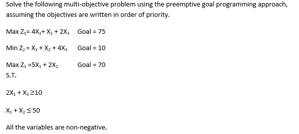 Solved Solve the following multi-objective problem using the | Chegg.com