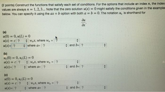Solved (2 points) construct the functions that satisfy each | Chegg.com