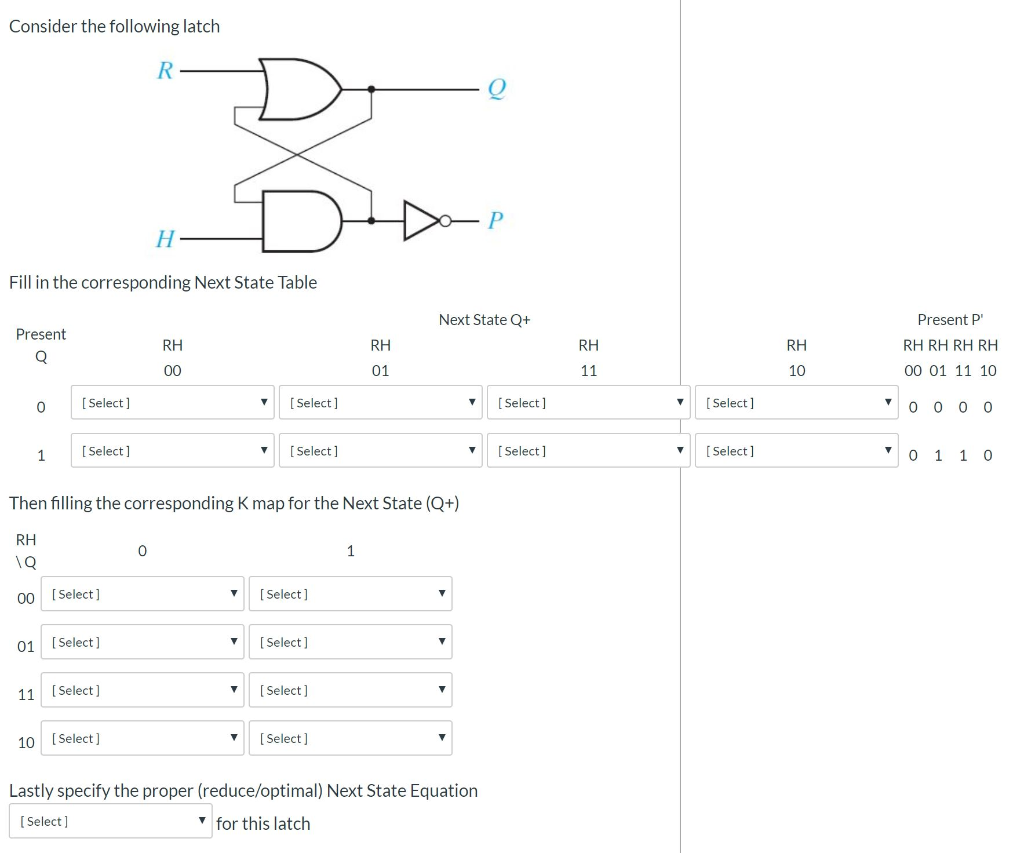 Solved Consider the following latch Darp Fill in the | Chegg.com