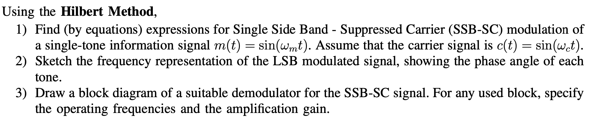 Solved Using the Hilbert Method, 1) Find (by equations) | Chegg.com