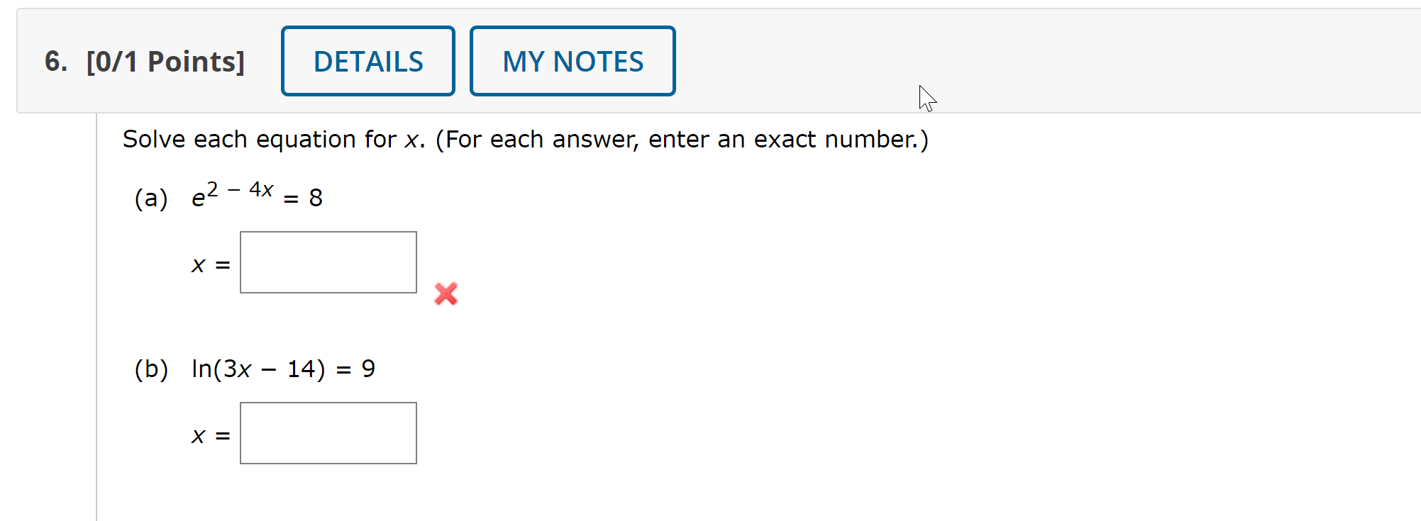 Solved Solve each equation for x. (For each answer, enter an | Chegg.com