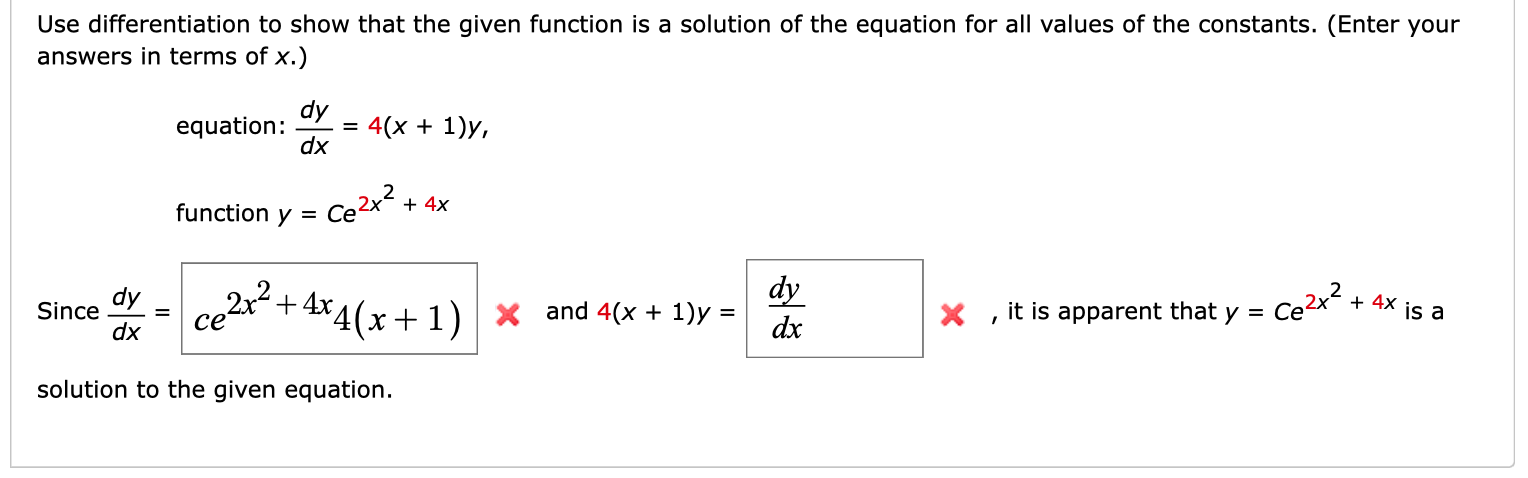 Solved Use differentiation to show that the given function | Chegg.com