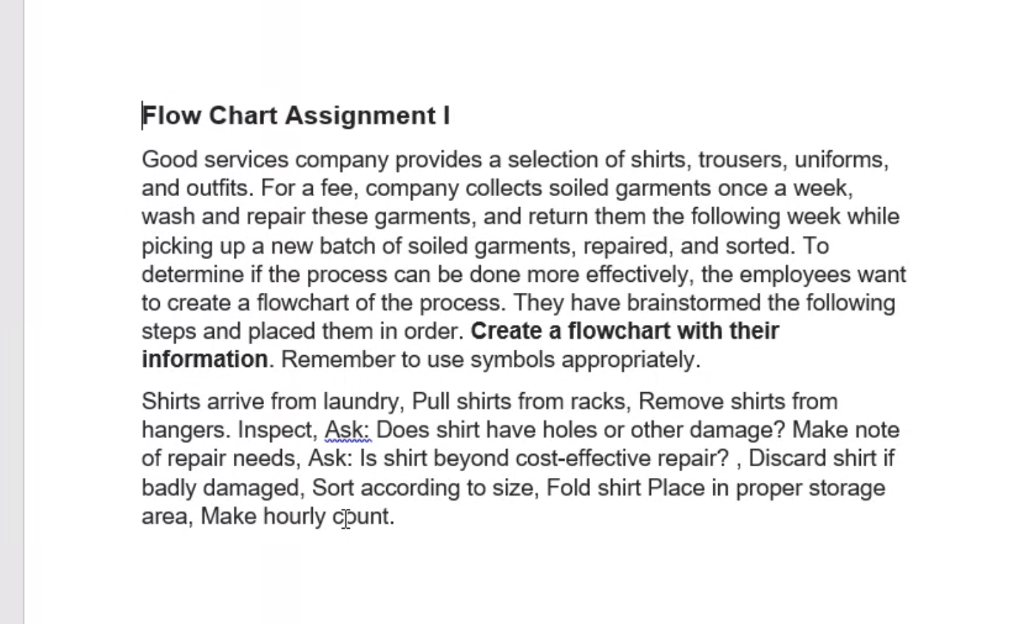 Solved Flow Chart Assignment I Good services company | Chegg.com