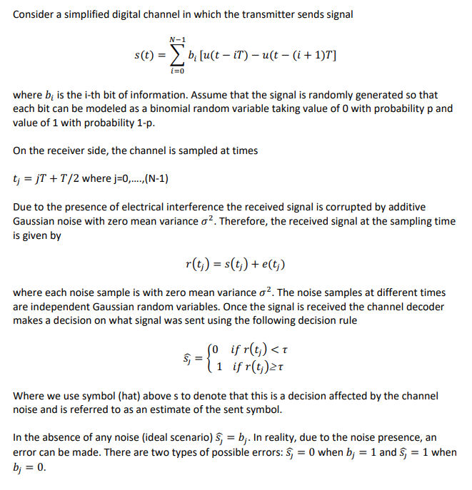 Solved Task 2: When the variance of the additive noise is | Chegg.com