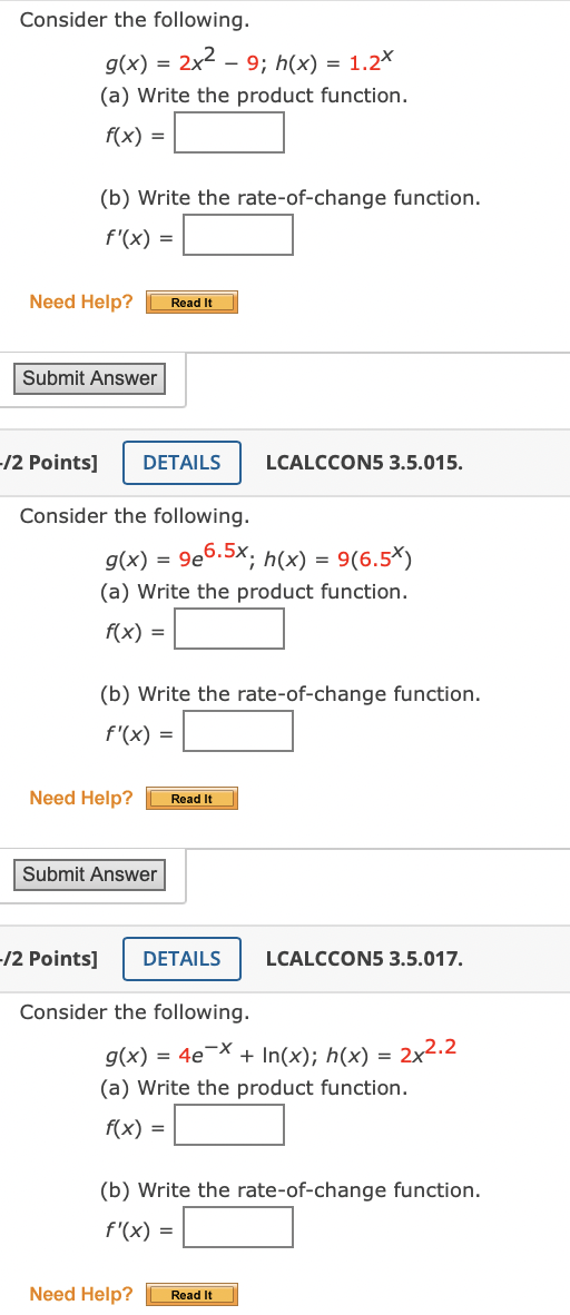 Solved Consider the following. g(x)=2x2−9;h(x)=1.2x (a) | Chegg.com