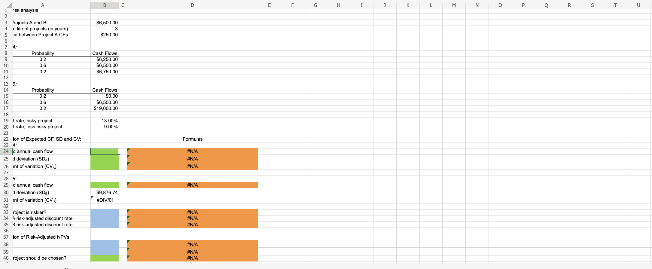 Solved Excel Online Structured Activity: Project risk | Chegg.com