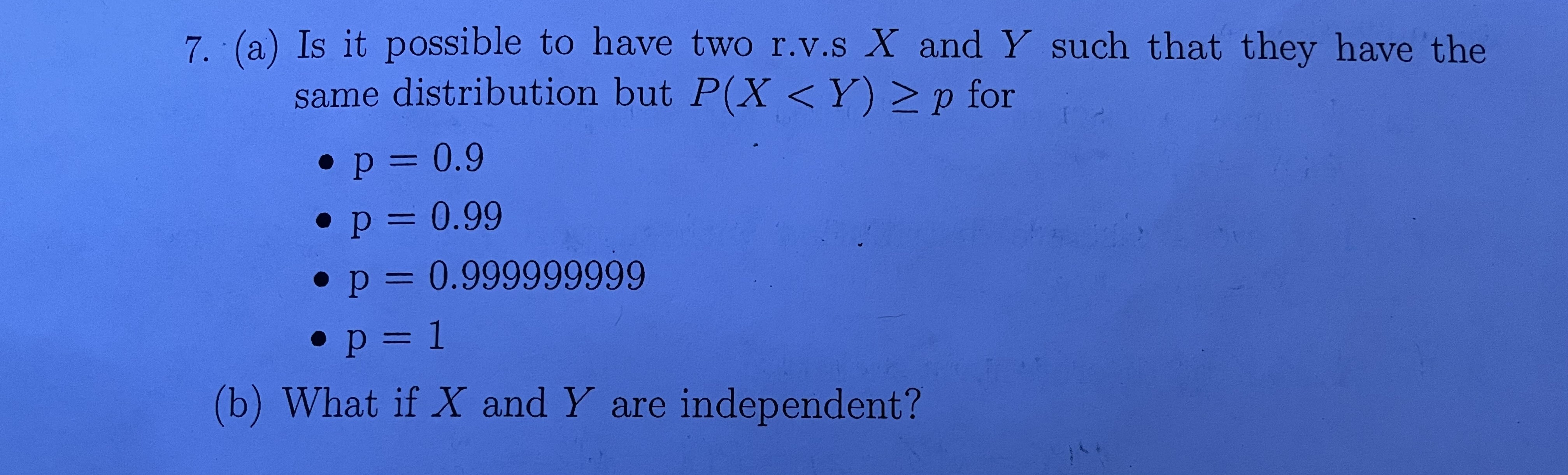 Solved (a) ﻿Is it possible to have two r.v.s x ﻿and Y ﻿such | Chegg.com
