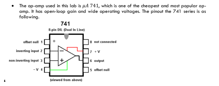 Solved The op-amp used in this lab is uA 741, which is one | Chegg.com