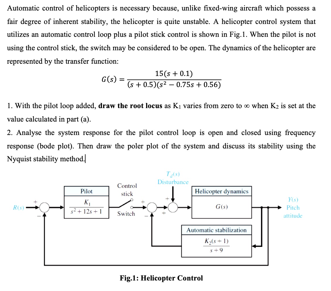 Solved Automatic control of helicopters is necessary | Chegg.com