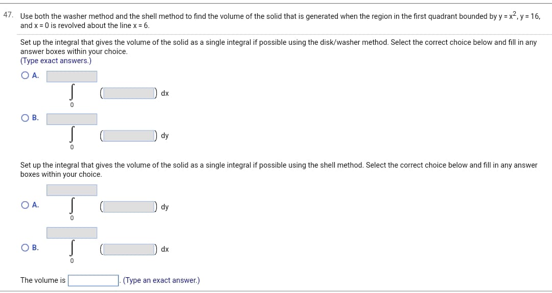 Solved 7. Use both the washer method and the shell method to | Chegg.com