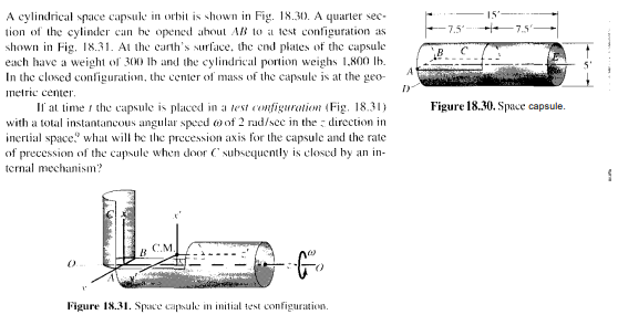 Solved 7.5 7.5 A cylindrical space capsule in orbit is shown | Chegg.com