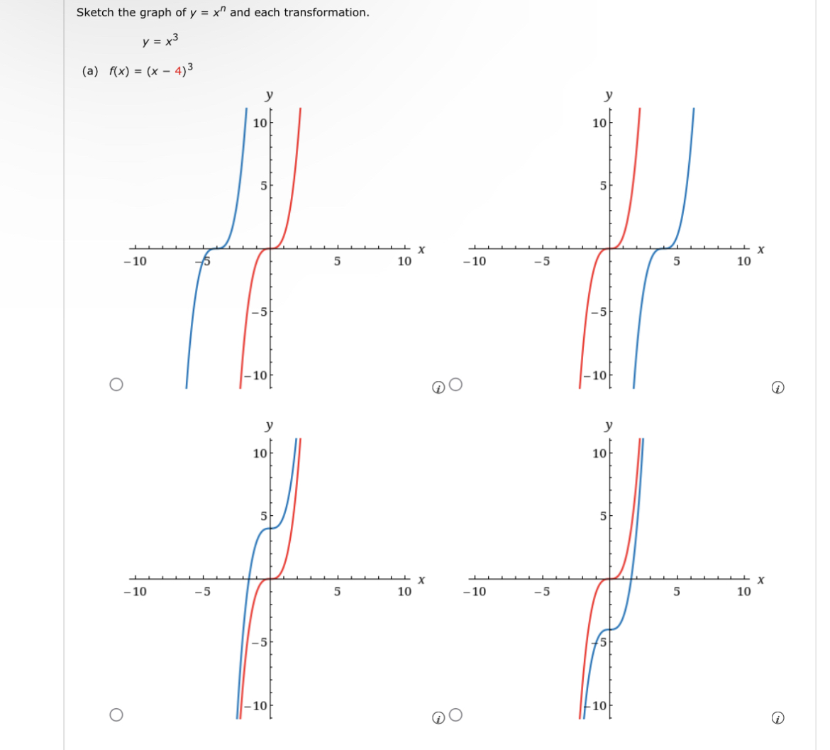 Sketch the graph of y=x^(n) and each transformation. | Chegg.com