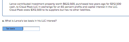 Solved Lance contributed investment property worth $622,500, | Chegg.com