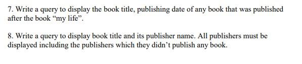 Solved Oracle SQL+ must use sql join for q7 drop table Book | Chegg.com