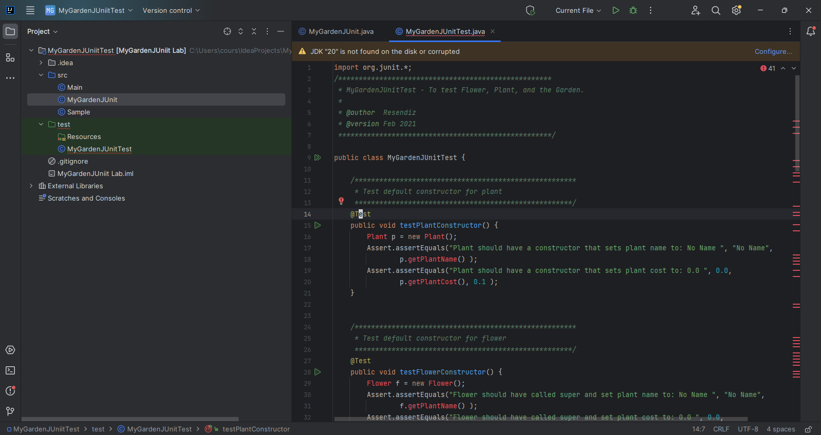Solved I need help passing this test in IntelliJ. I'm in | Chegg.com