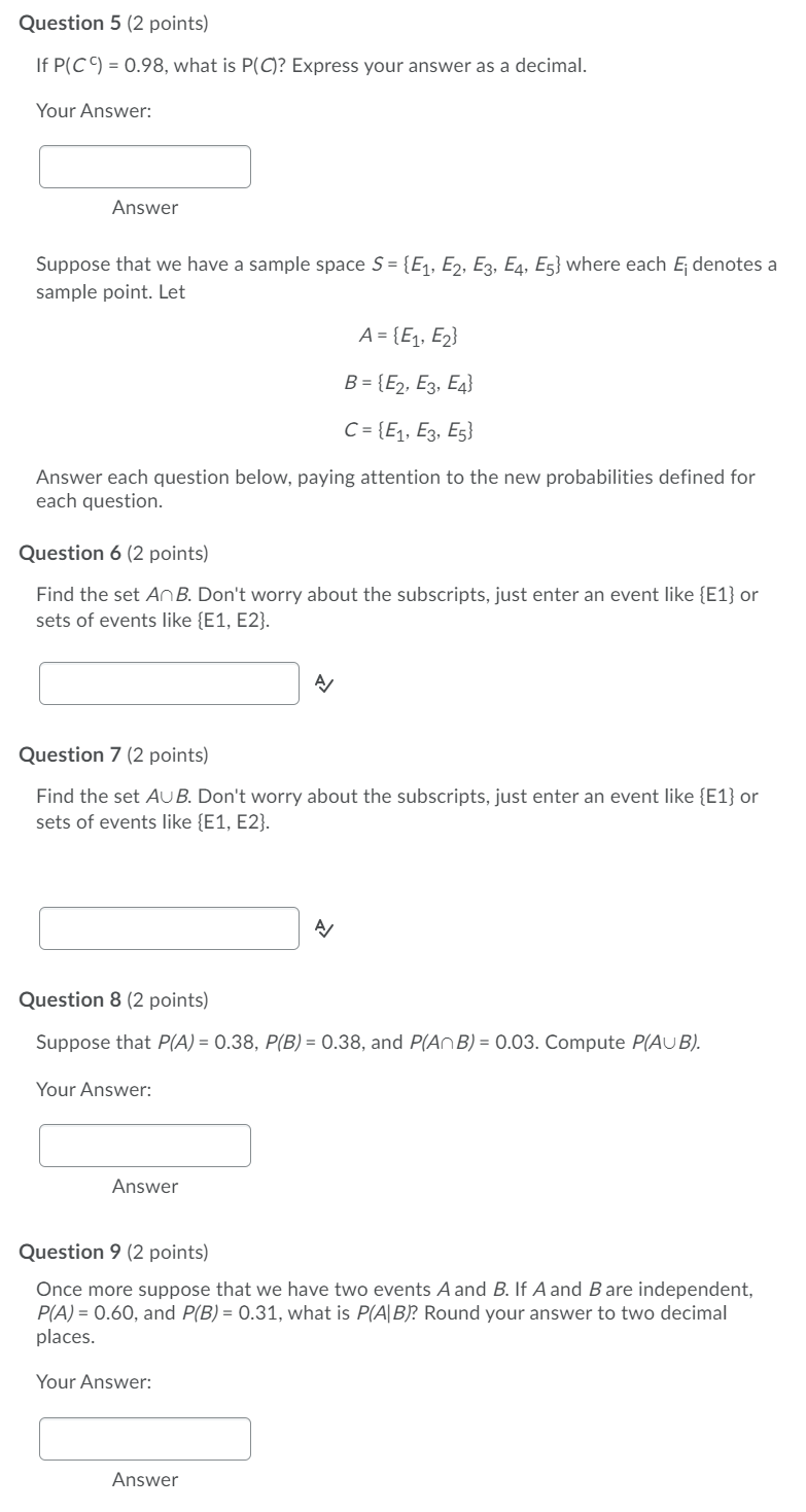 Solved Question 5 (2 points) If P(C) = 0.98, what is PCC)? | Chegg.com