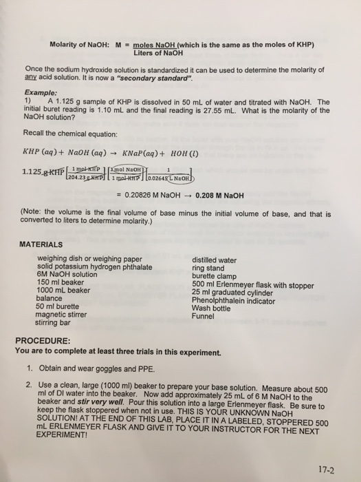 Solved Experiment 17B: Acid-Base Titration OBJECTIVES In | Chegg.com