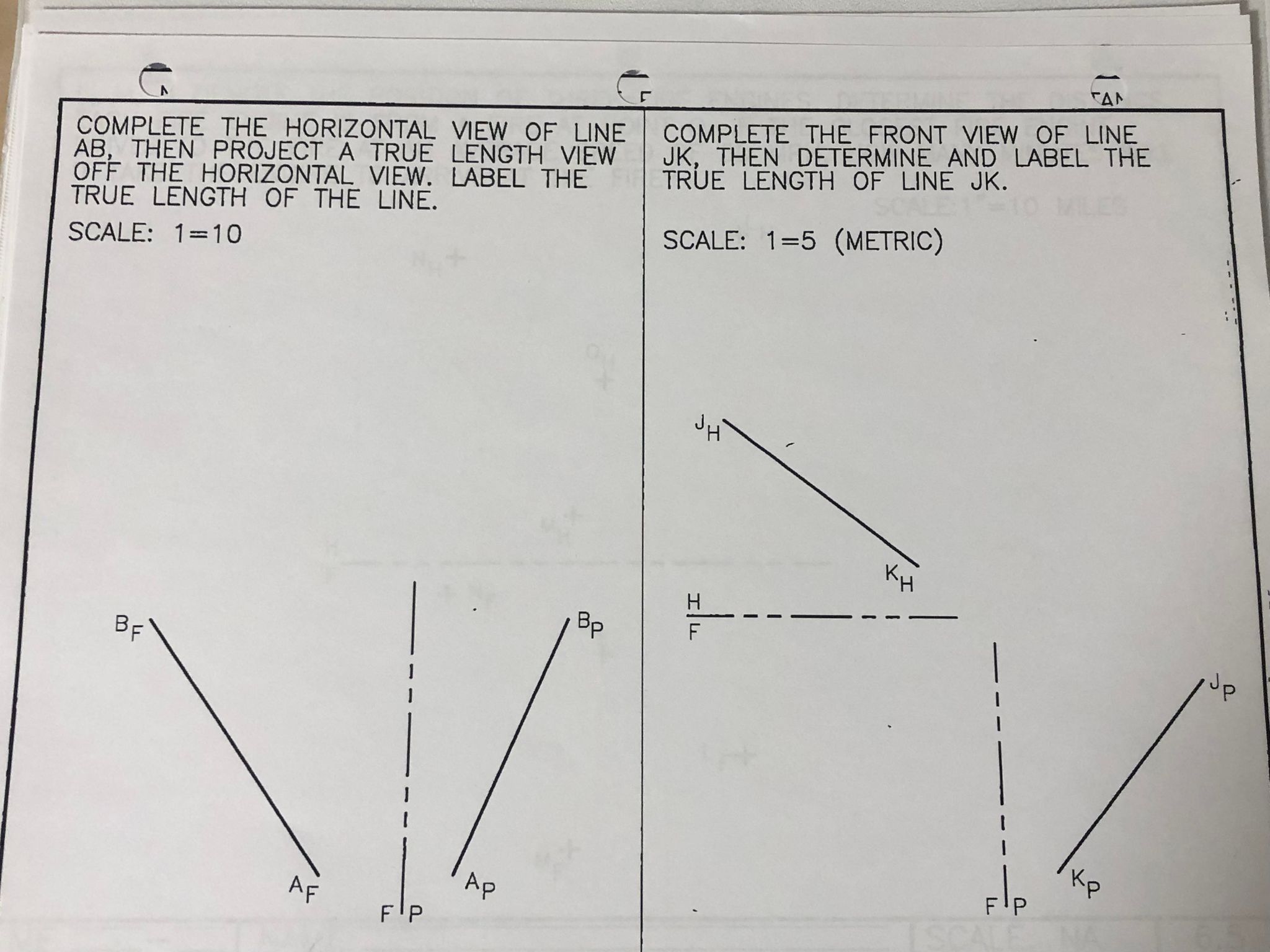 Solved COMPLETE THE HORIZONTAL VIEW OF LINE AB, THEN PROJECT | Chegg.com
